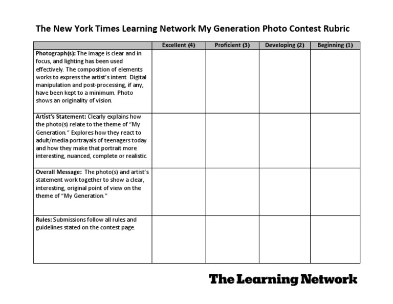 Photo Contest Rubric | PDF