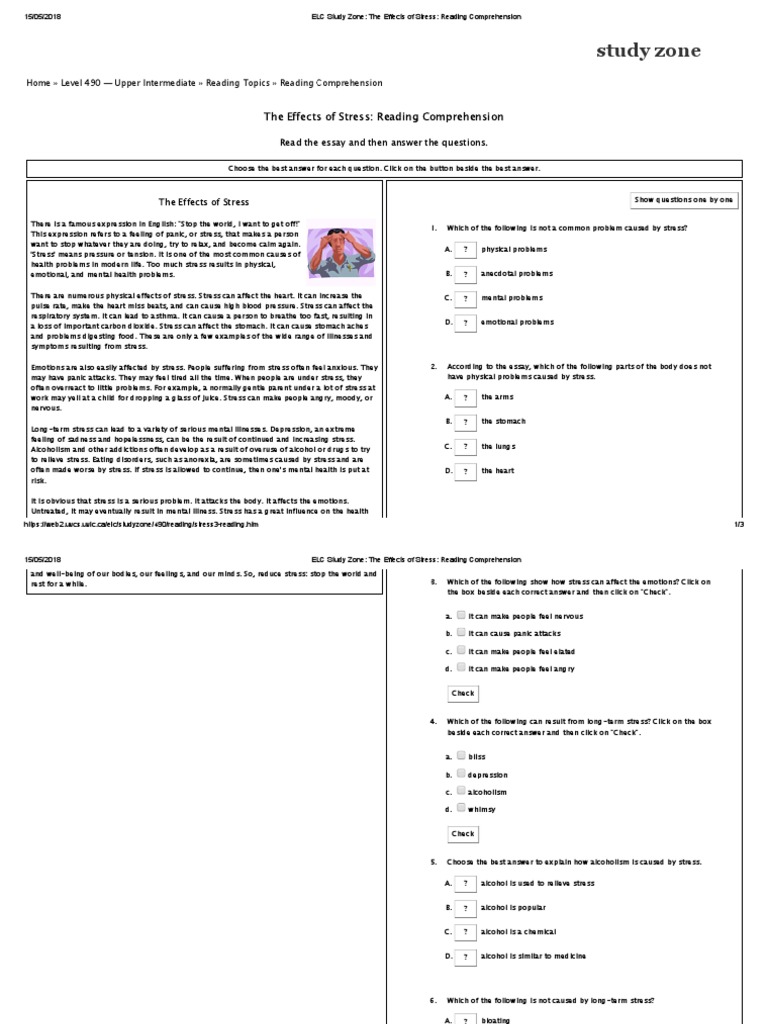 The Effects of Stress - Reading Comprehension | PDF | Stress (Biology ...