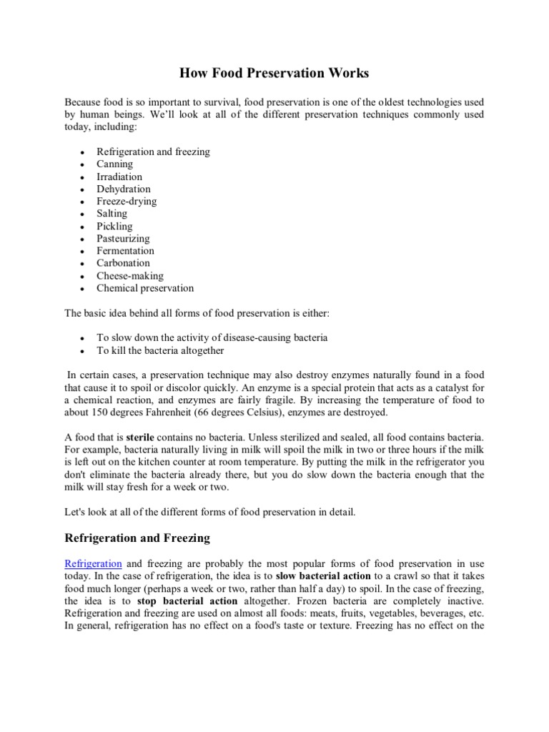 How Food Preservation Works | PDF | Food Preservation | Cheese