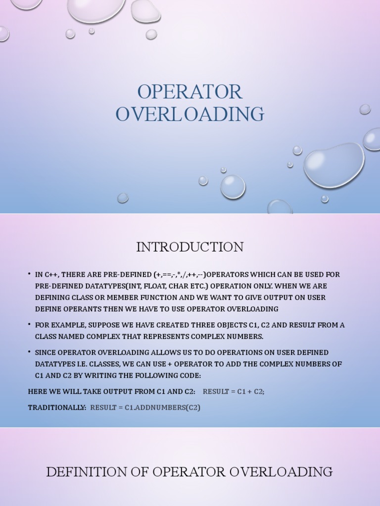 Operator Overloading | PDF | C++ | Computer Science Operator Overloading | PDF | C++ | Computer Science