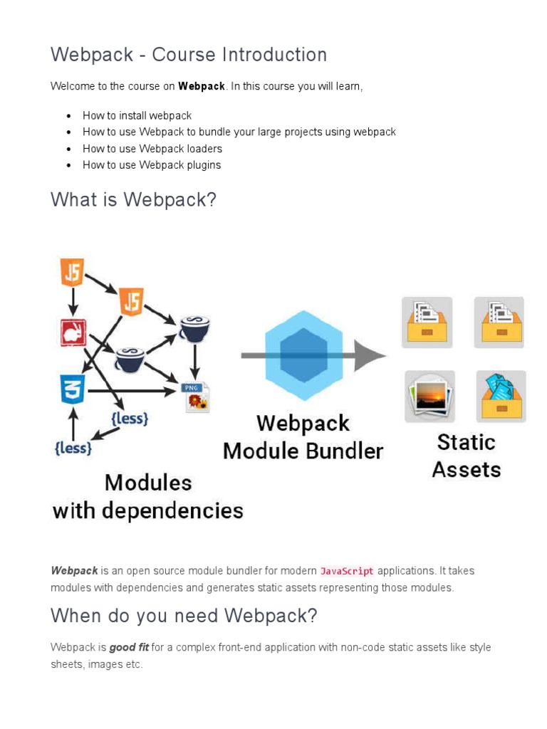 Webpack - Course Introduction: Webpack Is An Open Source Module Bundler For Modern | Download ...