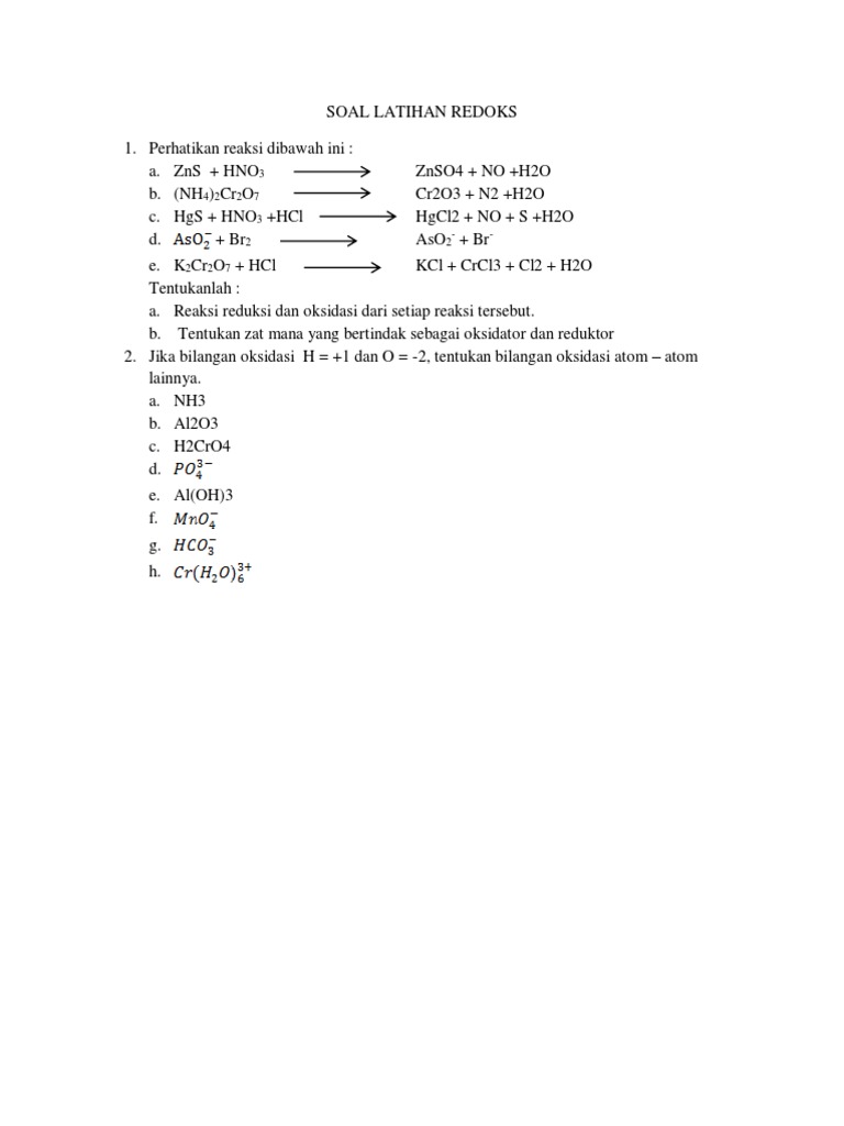 Soal Latihan Redoks | PDF