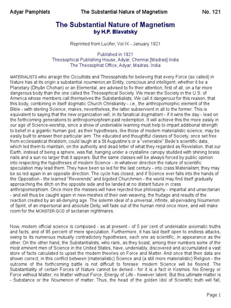 Substantial Nature of Magnetism Explained | PDF | Materialism | Science