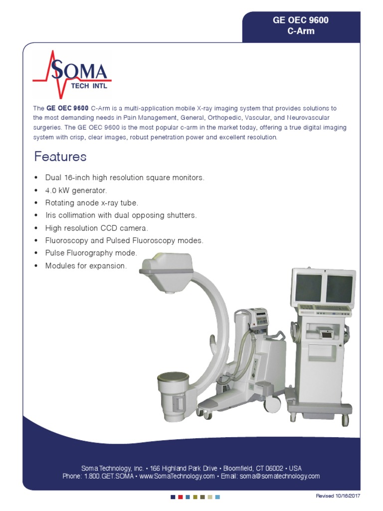 GE OEC 9600 C-Arm Specifications | PDF | Camera | Optics