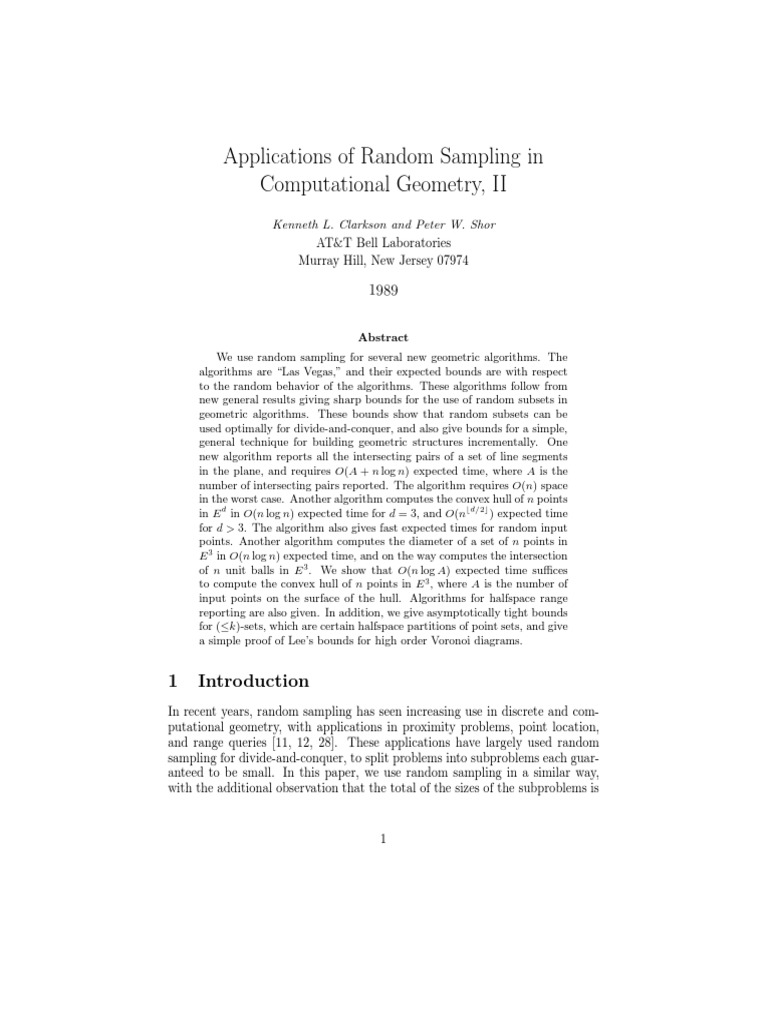 Random Sampling in Geometry Algorithms | PDF | Time Complexity | Set ...