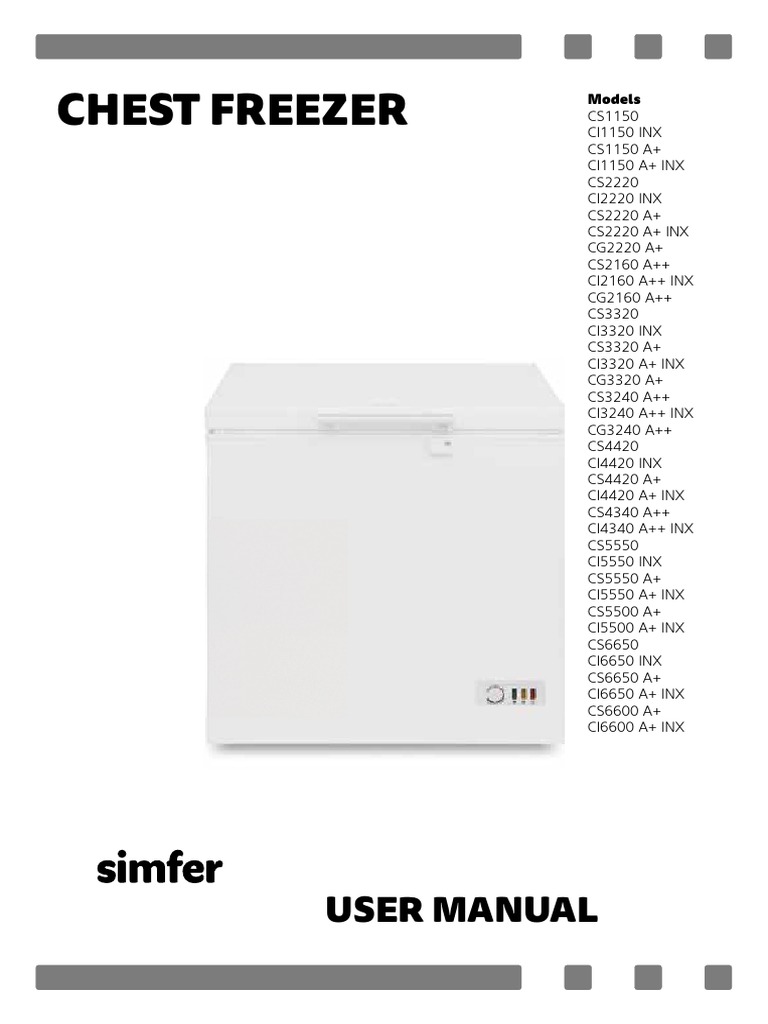 Chest Freezer: User Manual | PDF | Refrigerator | Foods