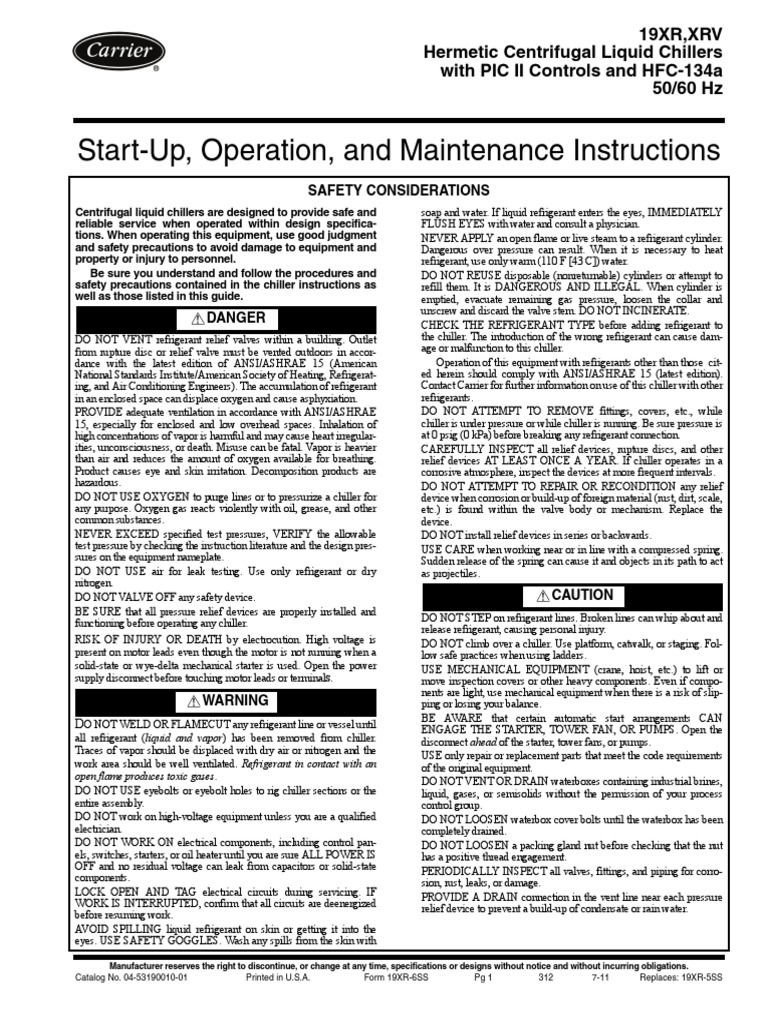 Carrier 19xr | PDF | Gas Compressor | Heat Exchanger