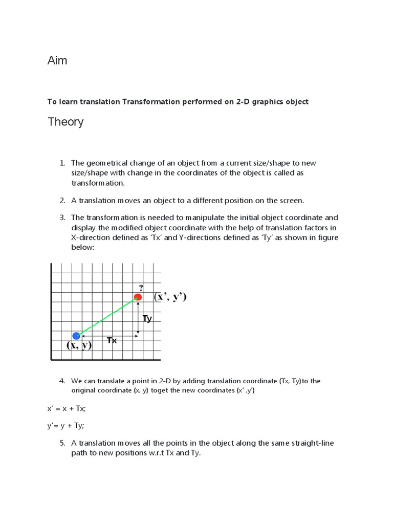 To Learn Translation Transformation Performed On 2-D Graphics Object | PDF