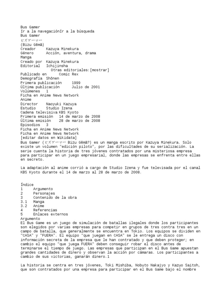 Bus Gamer | PDF | Anime | Wikipedia