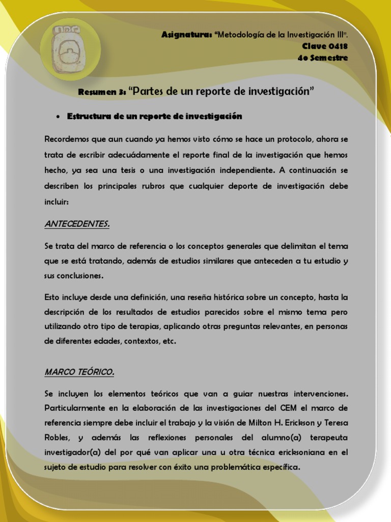 Partes de Un Reporte de Investigacion | PDF | Teoría | Science