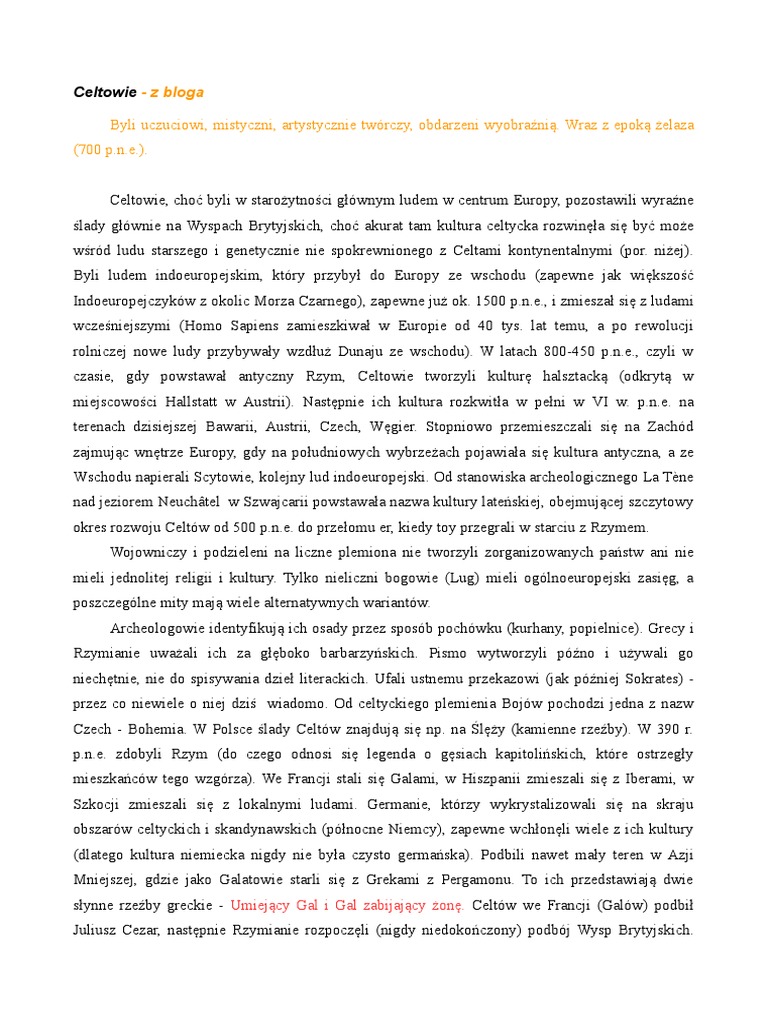 Celtowie - Fragment Z Bloga | PDF