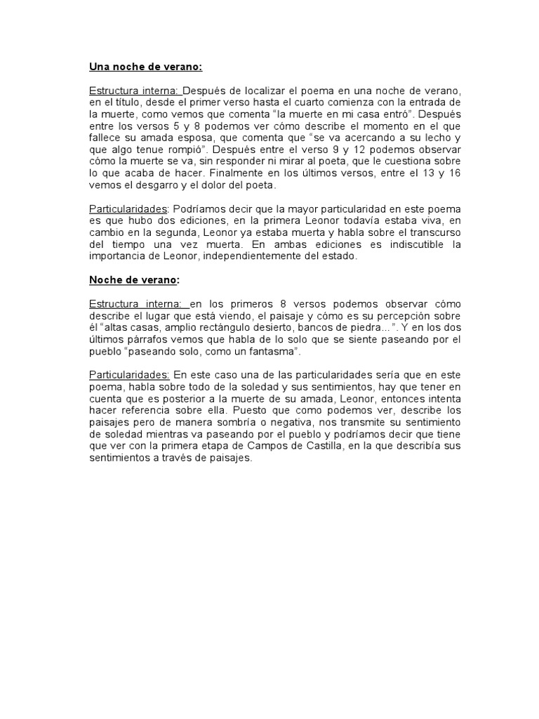 Análisis de "Una noche de verano" | PDF | Arte | Poesía