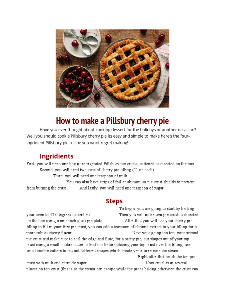 How To Make A Pillsbury Cherry Pie | PDF