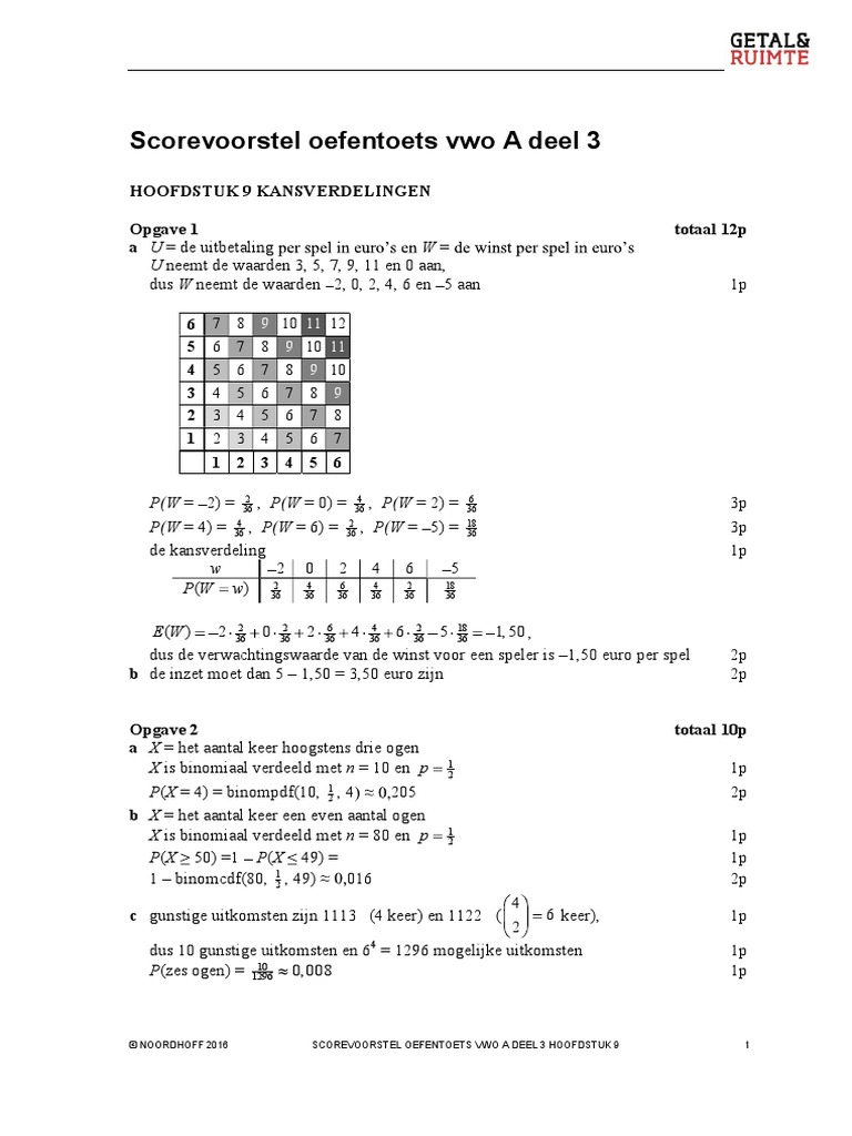 Oefentoets H9 Scorevoorstel | PDF