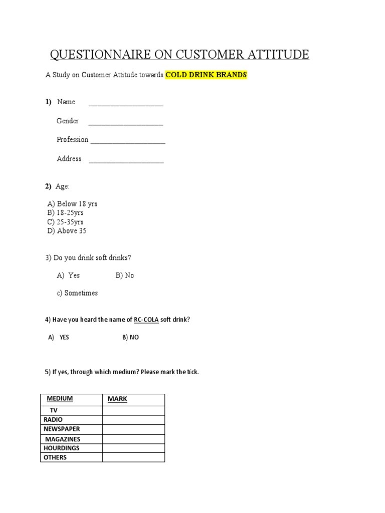Customer Attitude Survey on RC Cola | PDF | Product Introductions ...