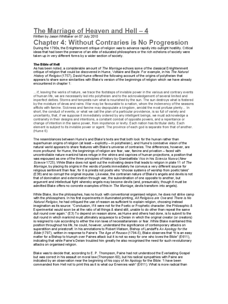 The Marriage of Heaven and Hell | PDF | William Blake | Satan