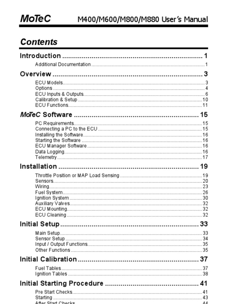 M400 M600 M800 M880 Manual A5 | PDF | Fuel Injection | Throttle