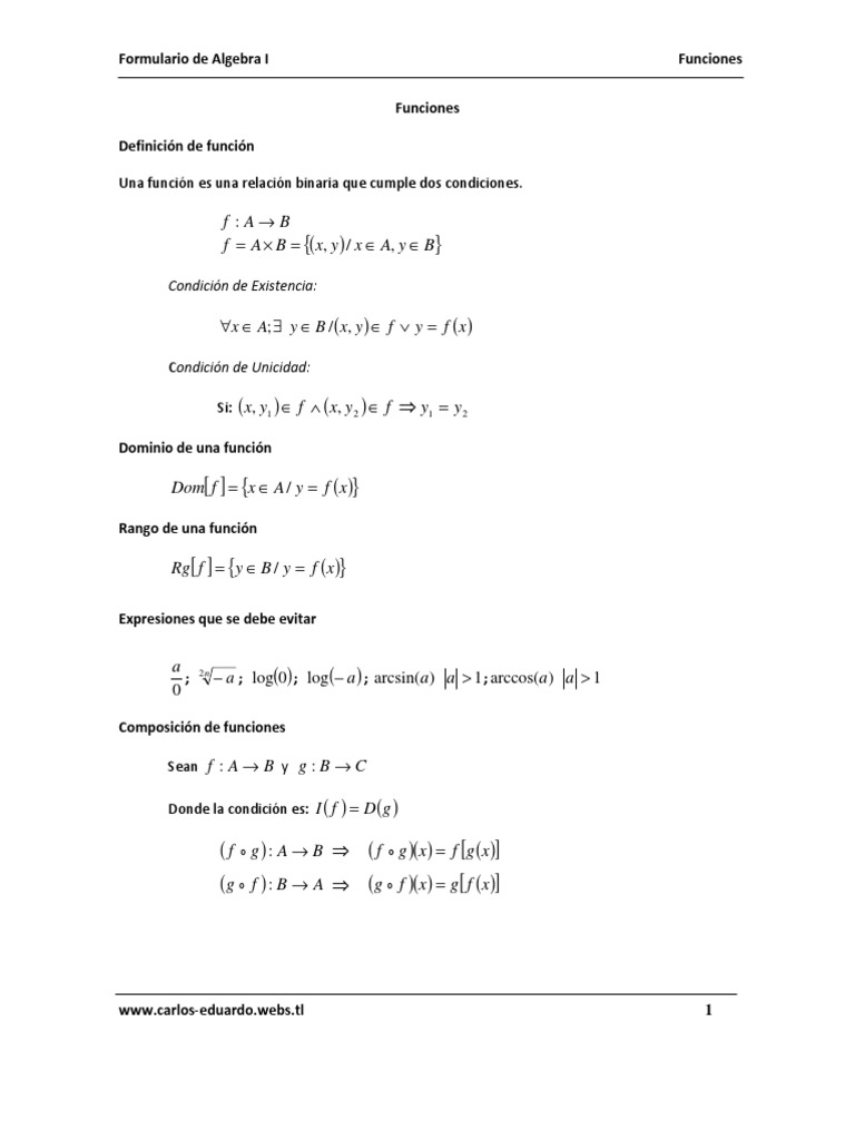 04. Formulario de Funciones | Asíntota | Función (Matemáticas)