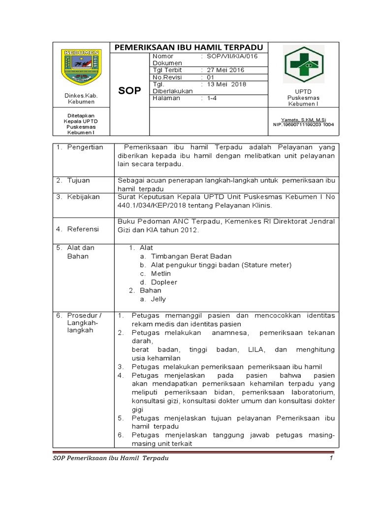Sop - Kia Anc Terpadu | PDF