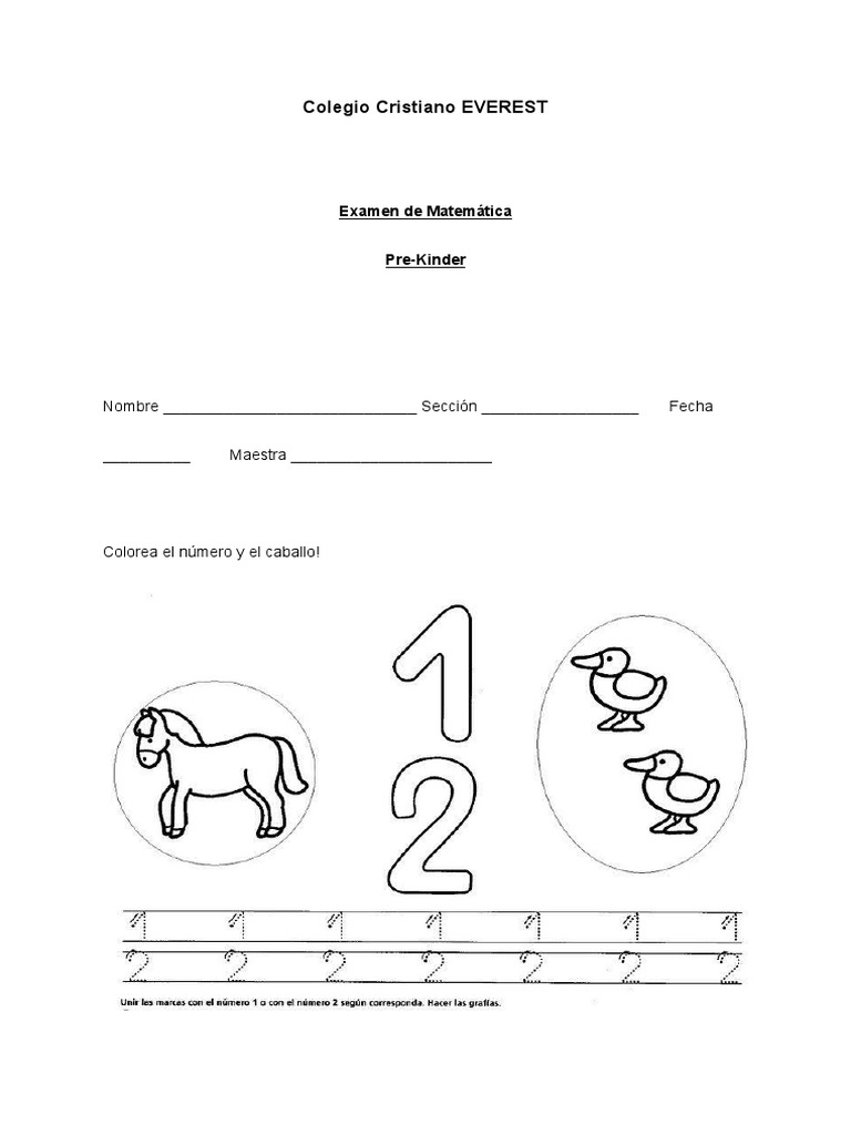Exámenes de Pre-Kinder para Imprimir | PDF | Cocina, comidas y vino