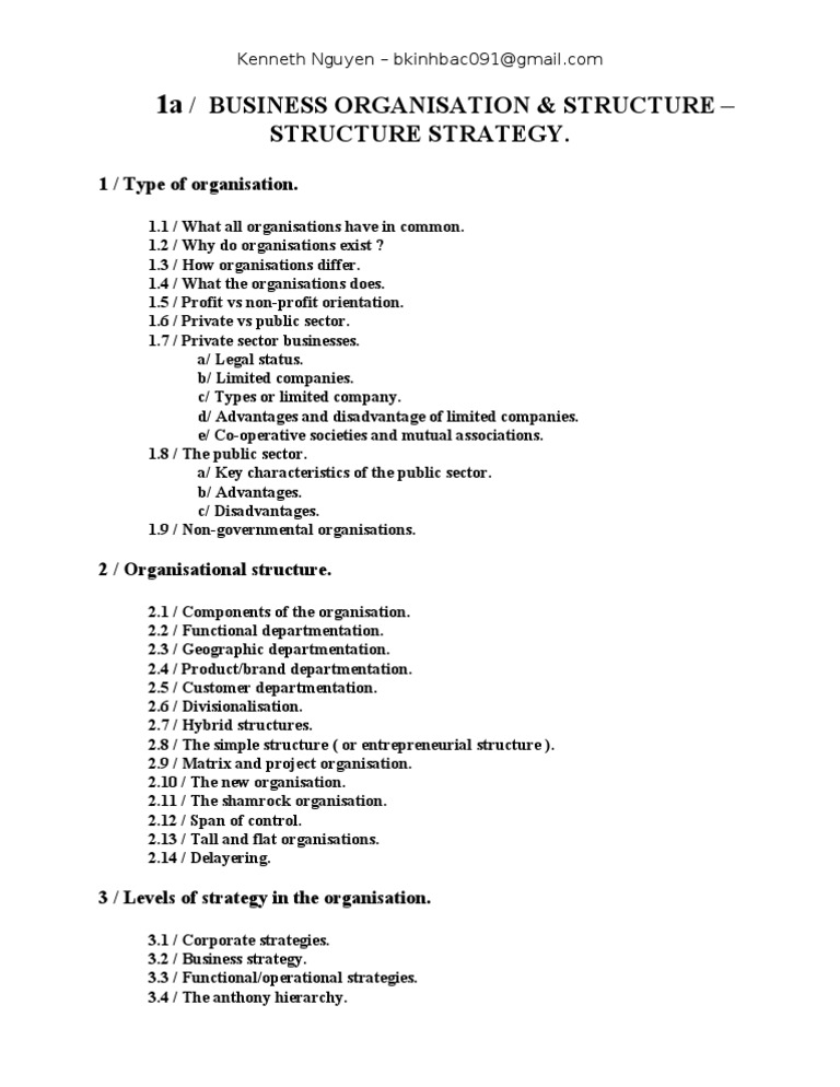 Business Organization & Structure Guide | PDF | Organizational ...