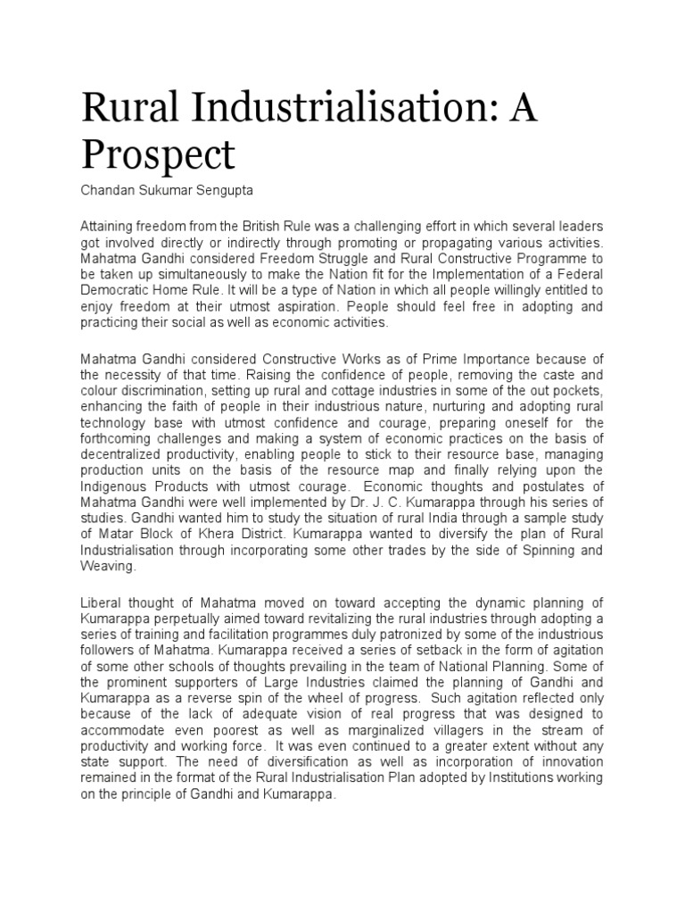 Rural Industrialisation: A Prospect | PDF | Mahatma Gandhi | Banks