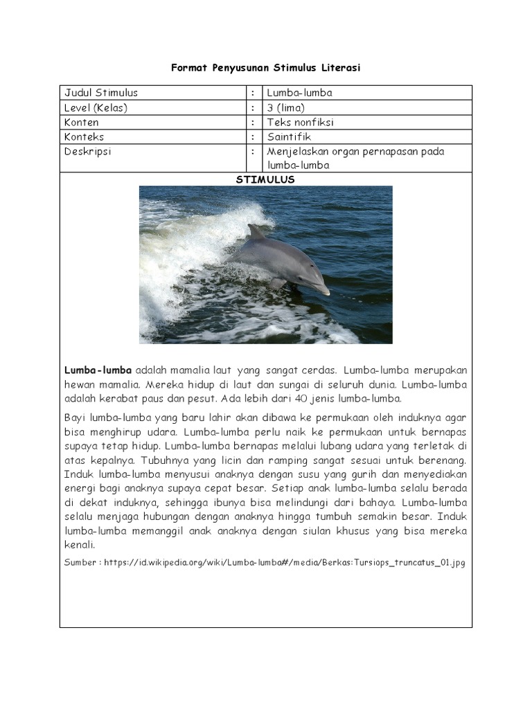 Contoh Stimulus Lumba-lumba Kelas 3 | PDF
