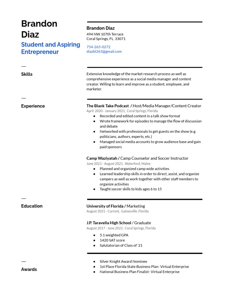 Brandon Diaz Resume | PDF