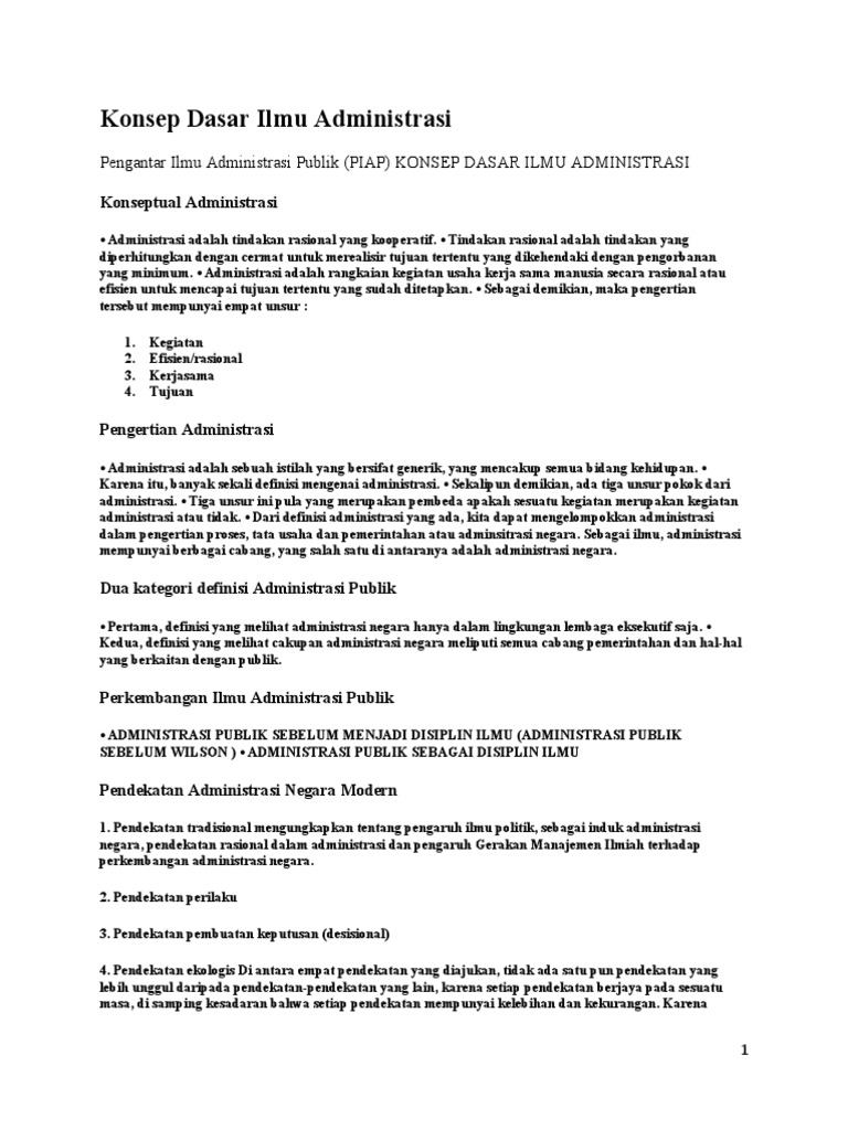 Konsep Dasar Ilmu Administrasi | PDF | Politik