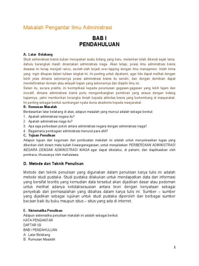 Makalah Pengantar Ilmu Administrasi | PDF