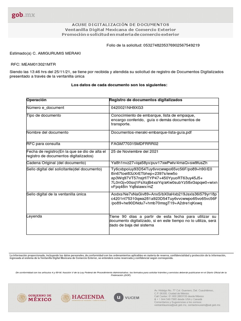 Acuse de Documentos Digitalizados | PDF