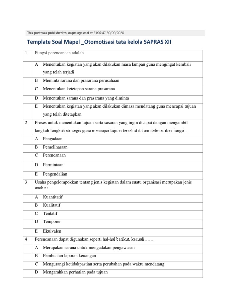 Soal Sapras KLS Xii | PDF | Pengelolaan Keuangan & Uang