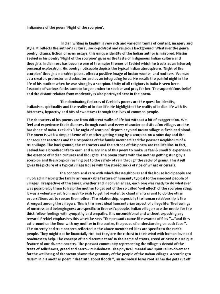 Depicting Indianness Through the Village Life Portrayed in Nissim ...