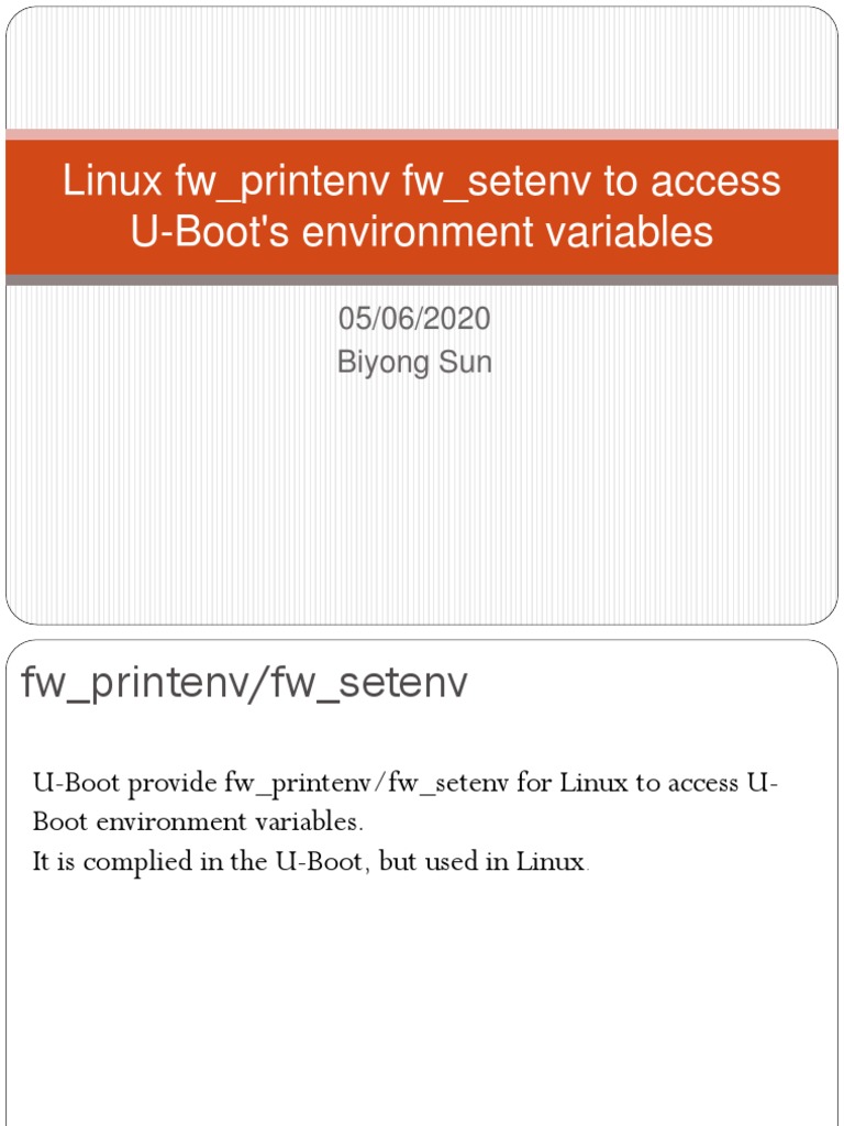 Linux FW - Printenv FW - Setenv To Access U-Boot's Environment Variables | PDF | Software ...