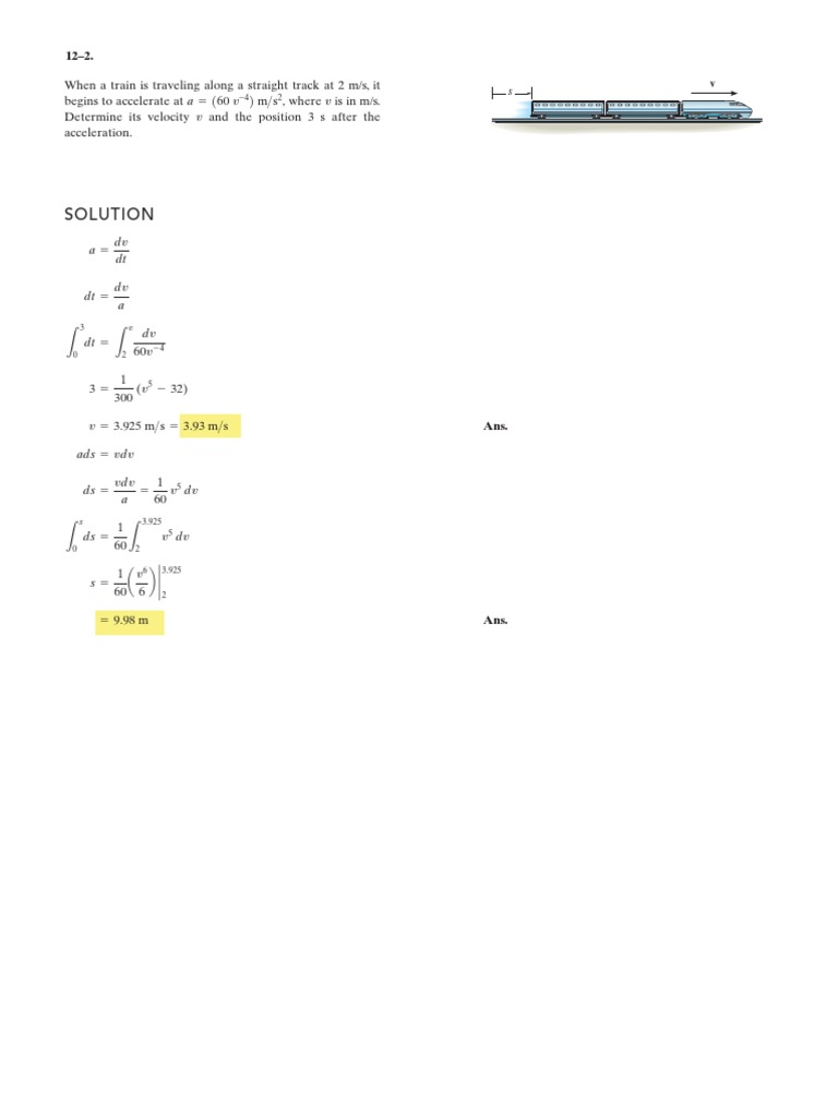 Chapter 12 - Kinematics of Particles Sample Problems | PDF | Velocity ...