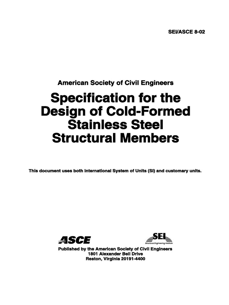 SEI - ASCE 8-02 - Specification For The Design of Cold-Formed Stainless ...