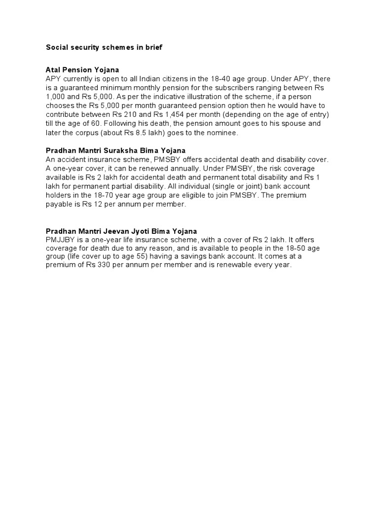 01 - 004 - Social Security Schemes in Brief | PDF