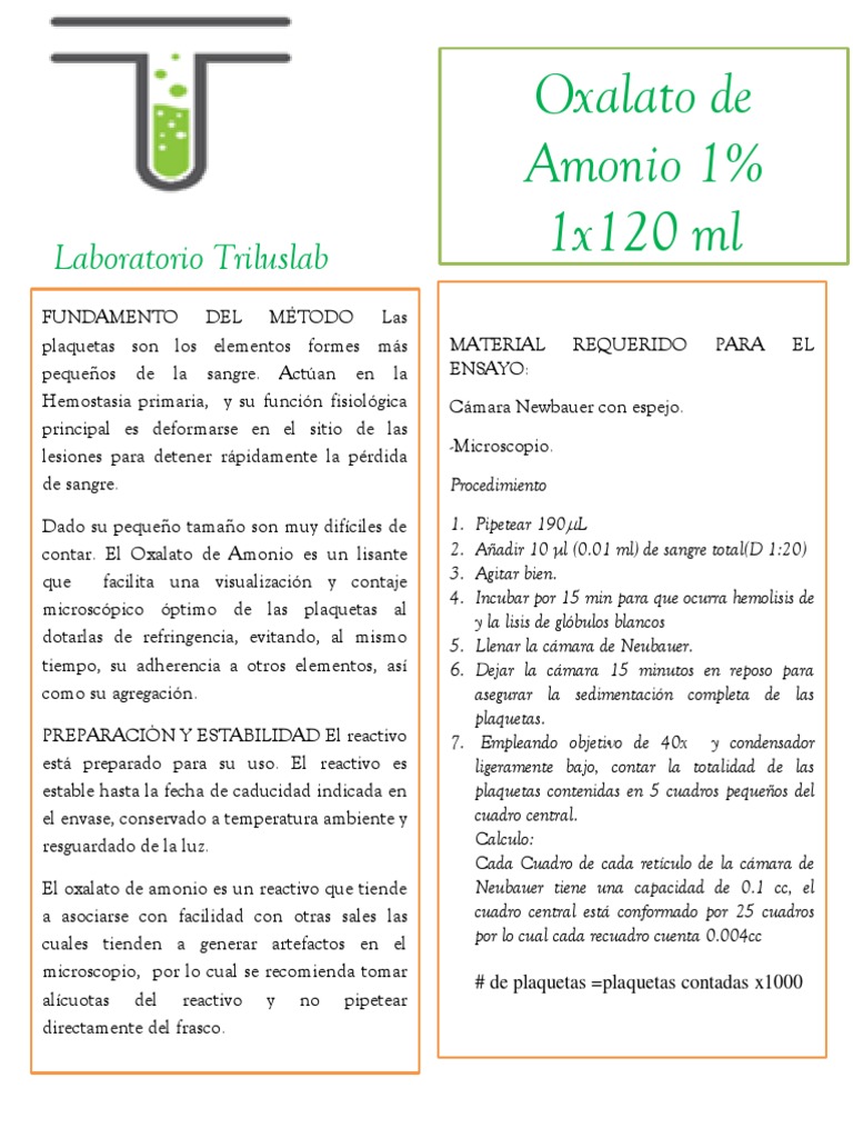 Uso del Oxalato de Amonio en Plaquetas | PDF | Plaqueta