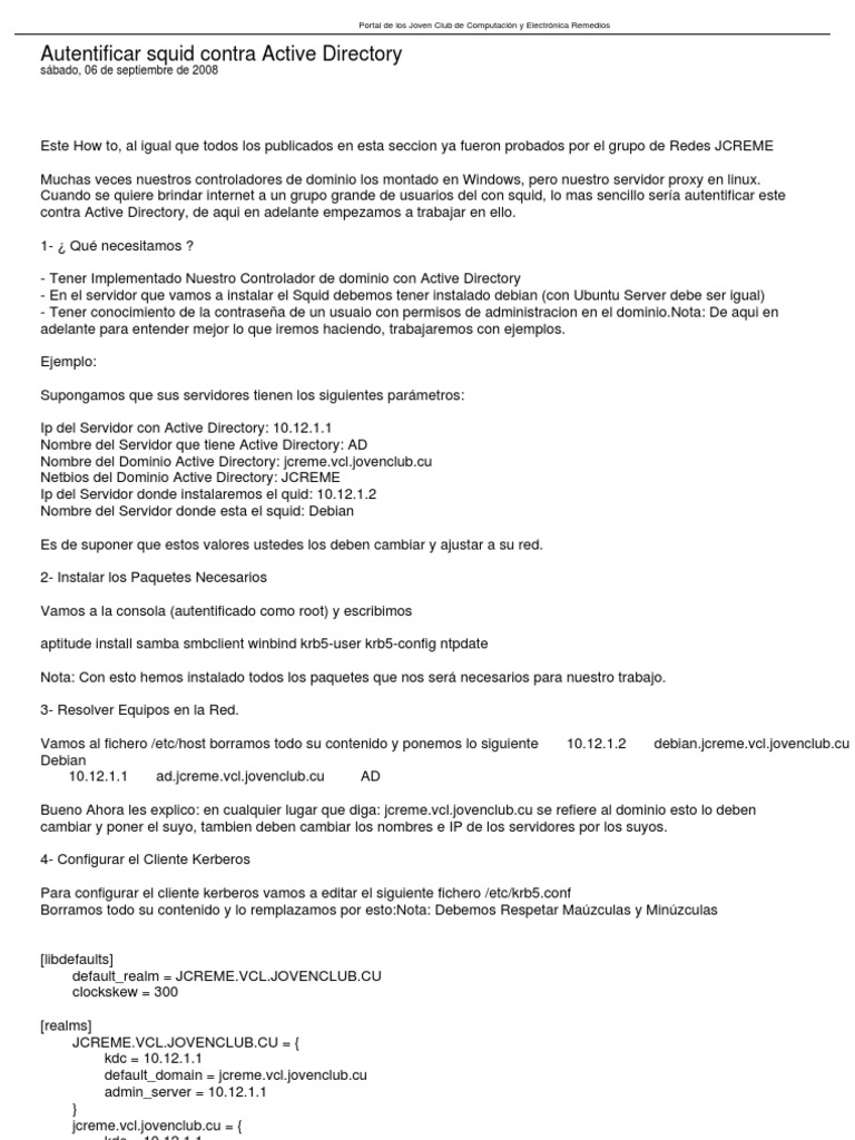 Tutorial Squid Active Directory Ldap | Descargar gratis PDF ...