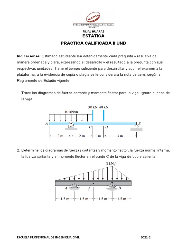 IIU PRACTICA CALIFICADA Estática | PDF