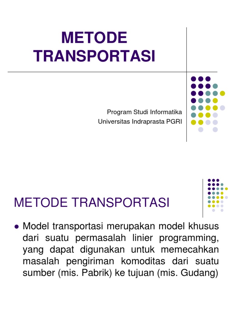 Metode Transportasi dalam Distribusi Optimal | PDF