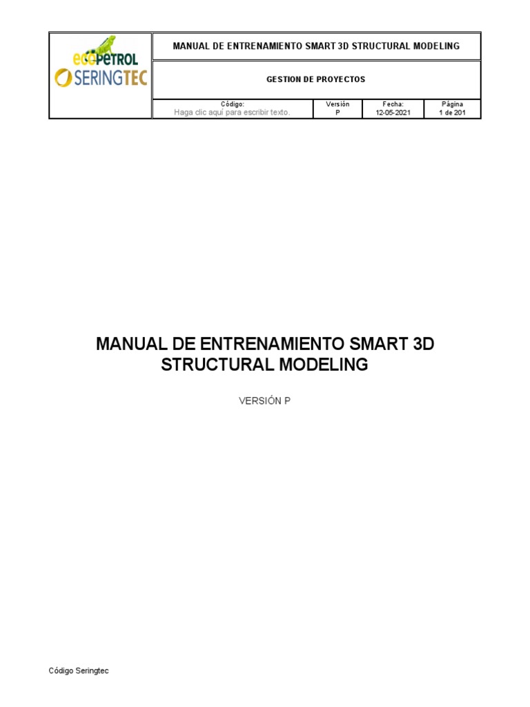 Manual de Entrenamiento Smart 3D Structural Modeling | PDF | Gestión de ...