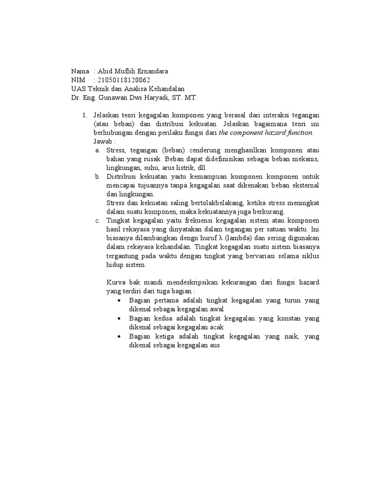 Teori Kegagalan dan Keandalan Komponen | PDF | Teknologi & Rekayasa