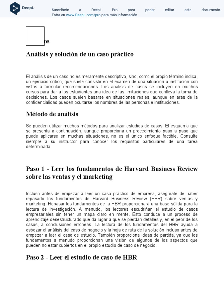 10 Steps Case Study Analysis & Solution ES | PDF | Análisis FODA | Caso ...