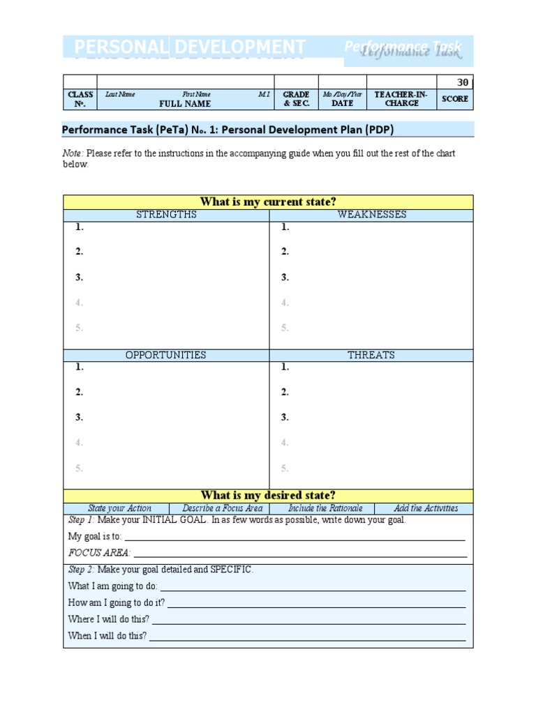 Personal Development: Performance Task | PDF | Goal | Cognition