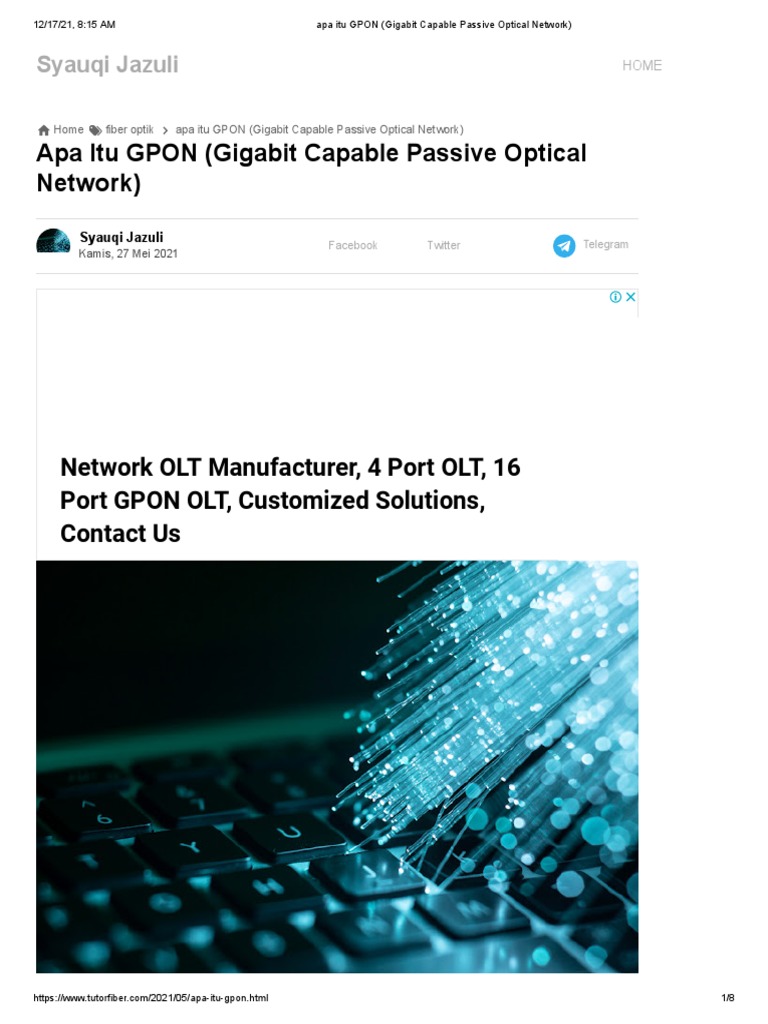 Apa Itu GPON (Gigabit Capable Passive Optical Network) | PDF