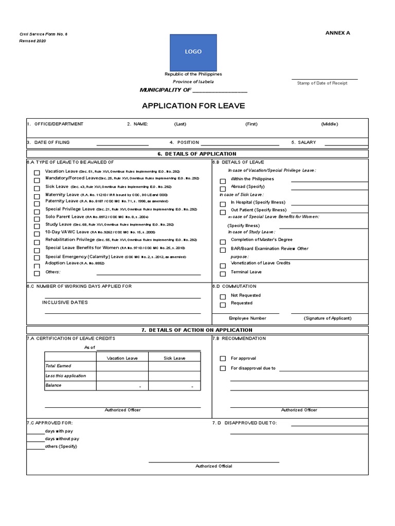 Civil Service Leave Application Form | PDF | Parental Leave | Surgery