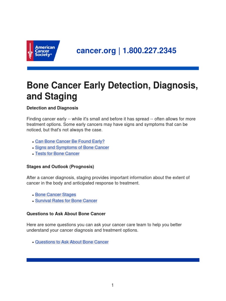 Bone Cancer Early Detection, Diagnosis, and Staging | PDF | Biopsy ...