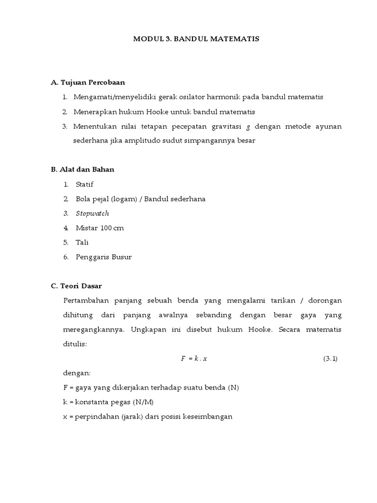 Modul III Bandul Matematis | PDF