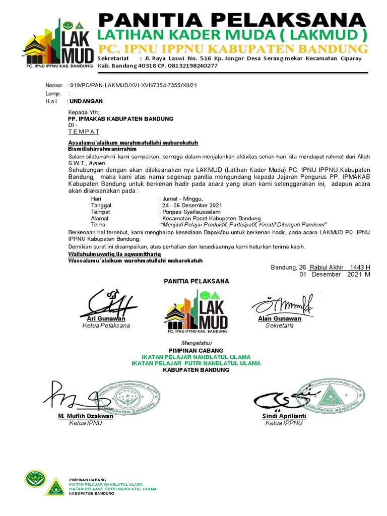 Undangan Pp. Ipmakab Kabupaten Bandung | PDF